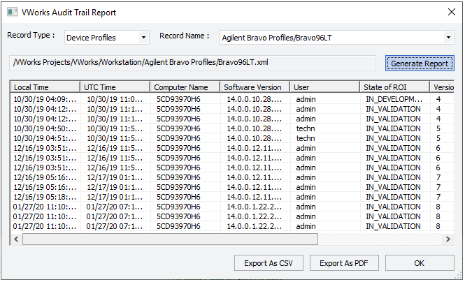 Audit trails and audit trail reports